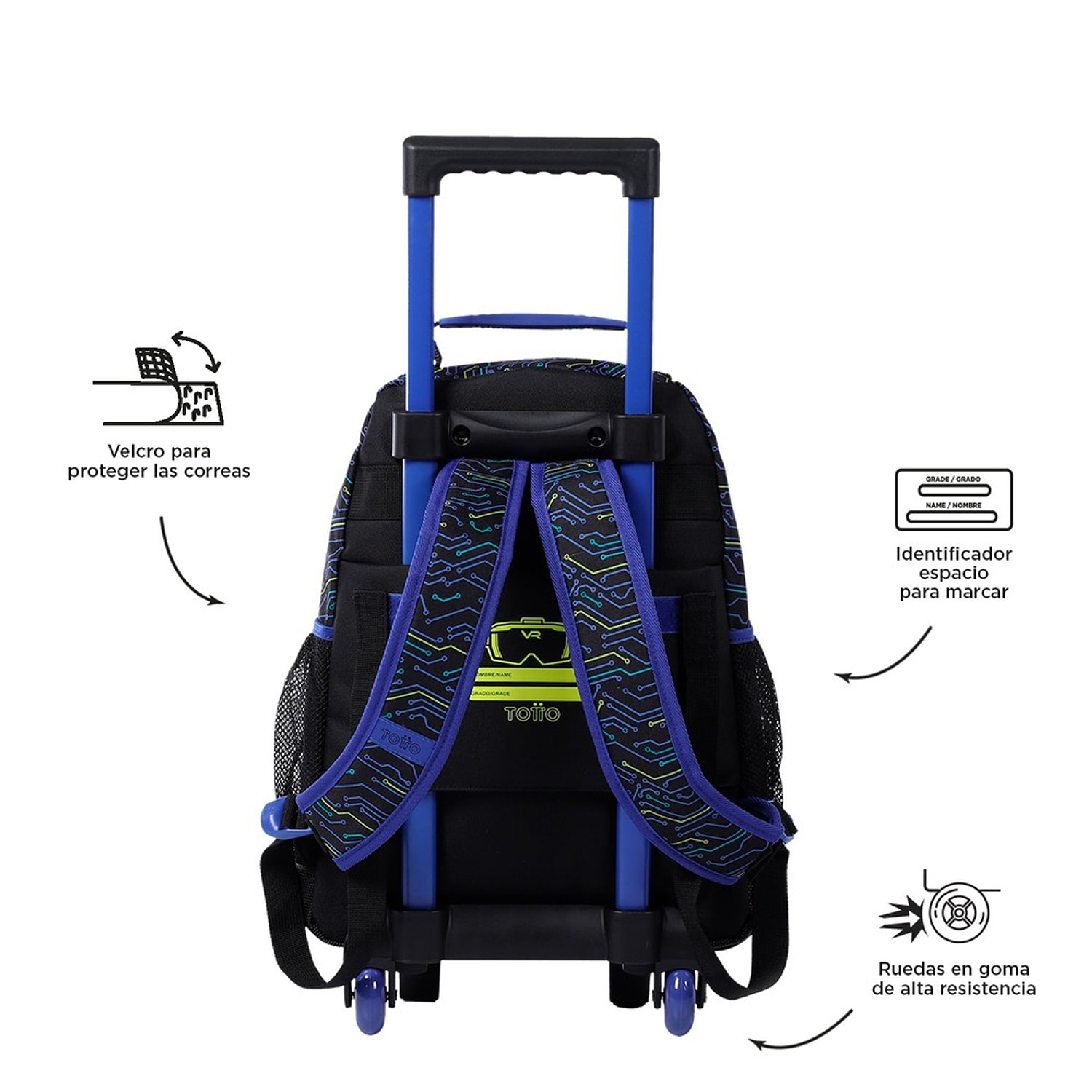 Morral Totto Con Ruedas Niño Bomper Mettaverse M Negro