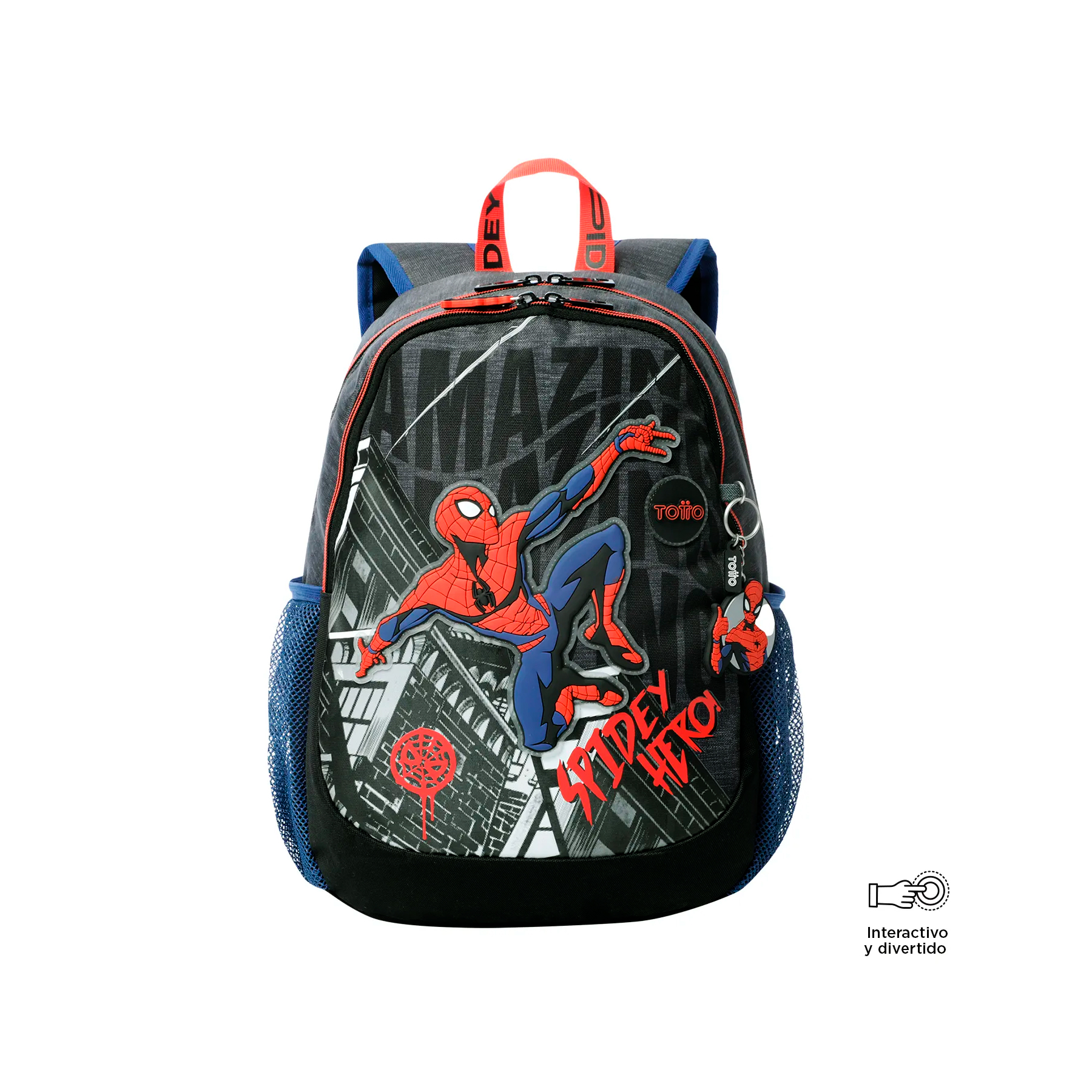 Morral Totto para Niño Spiderman Amazing Mediano Azul