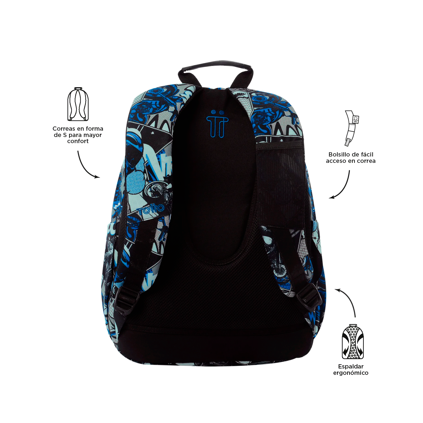 Morral Totto Juvenil Porta PC 14 Acuarela Gris