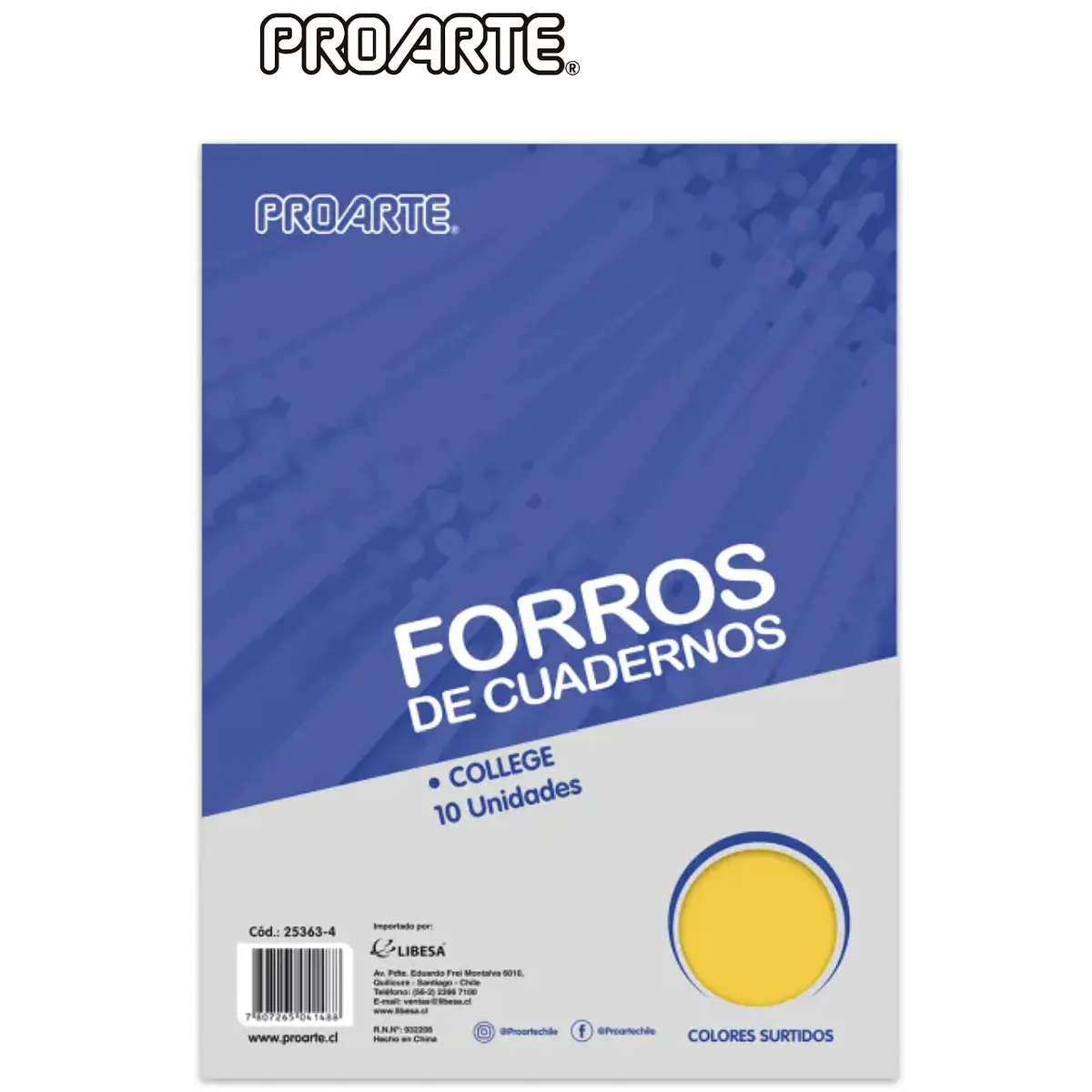 Forros para Cuadernos College Colores Surtidos Bolsa 10 U.