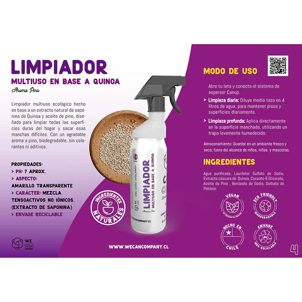 Limpiador Multiuso Ecológico en Lata Ingredientes Naturales