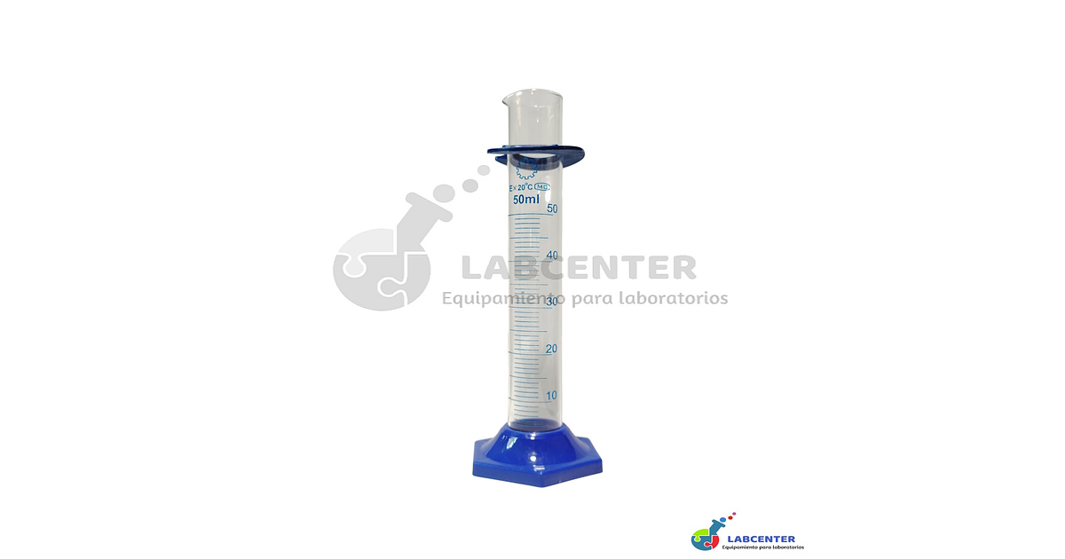 PROBETA DE VIDRIO BASE HEXAGONAL PLASTICA AZUL 50 ML