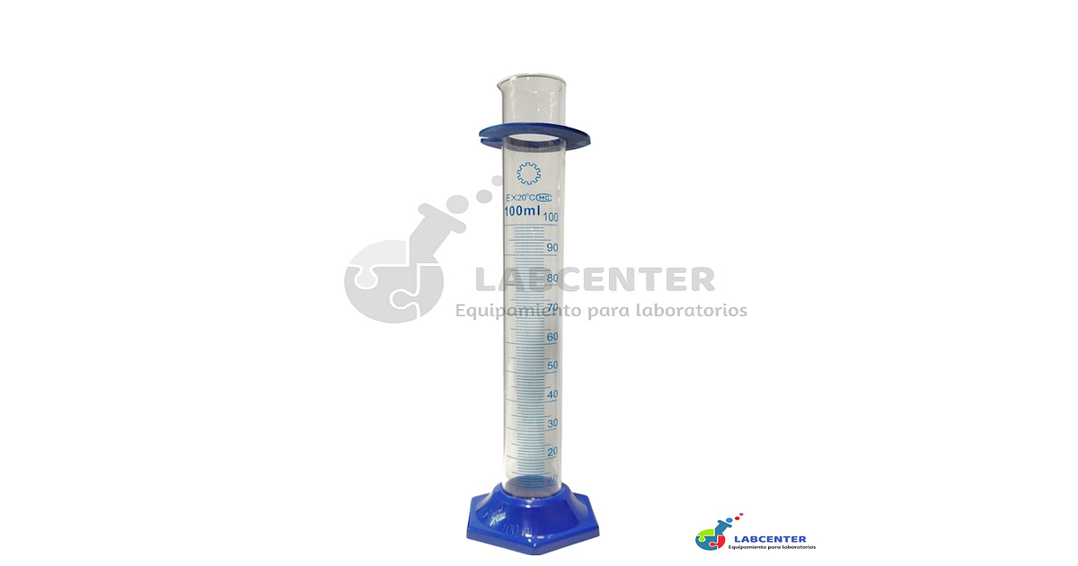 PROBETA DE VIDRIO BASE HEXAGONAL PLASTICA AZUL 100 ML