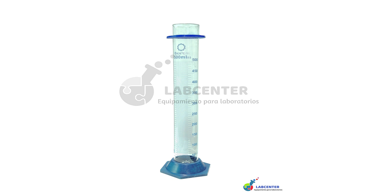 PROBETA DE VIDRIO BASE HEXAGONAL PLASTICA AZUL 500 ML