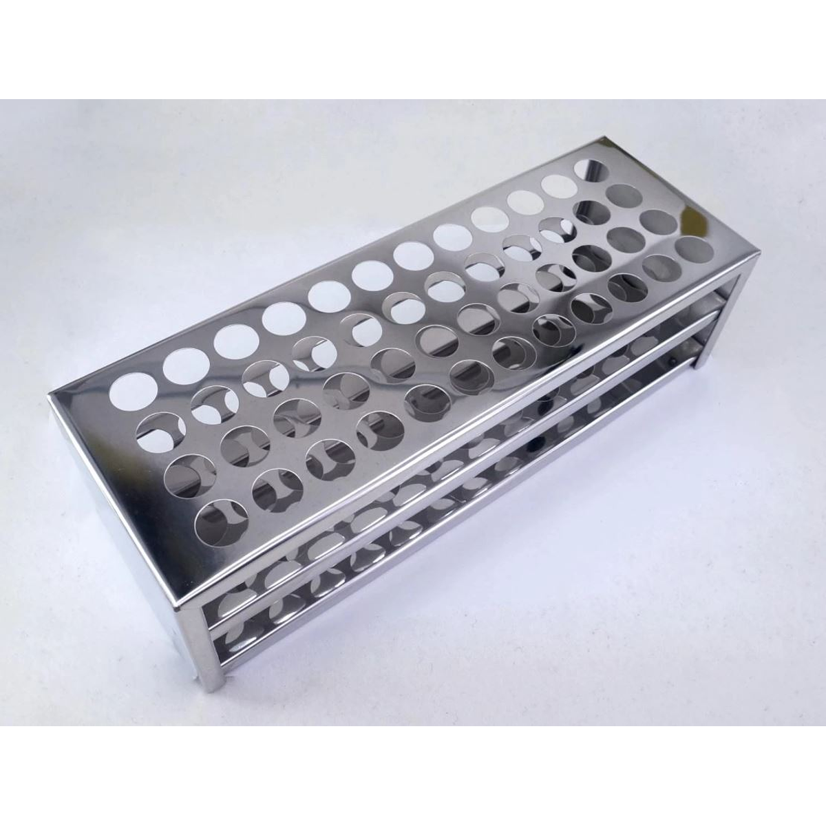 Gradilla Acero Inoxidable para 48 Tubos de Laboratorio 16mm
