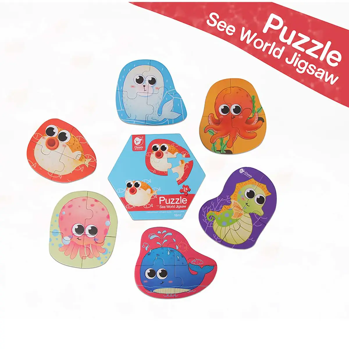 Puzzle Animales Marinos - Classic World Juguetes de cartón