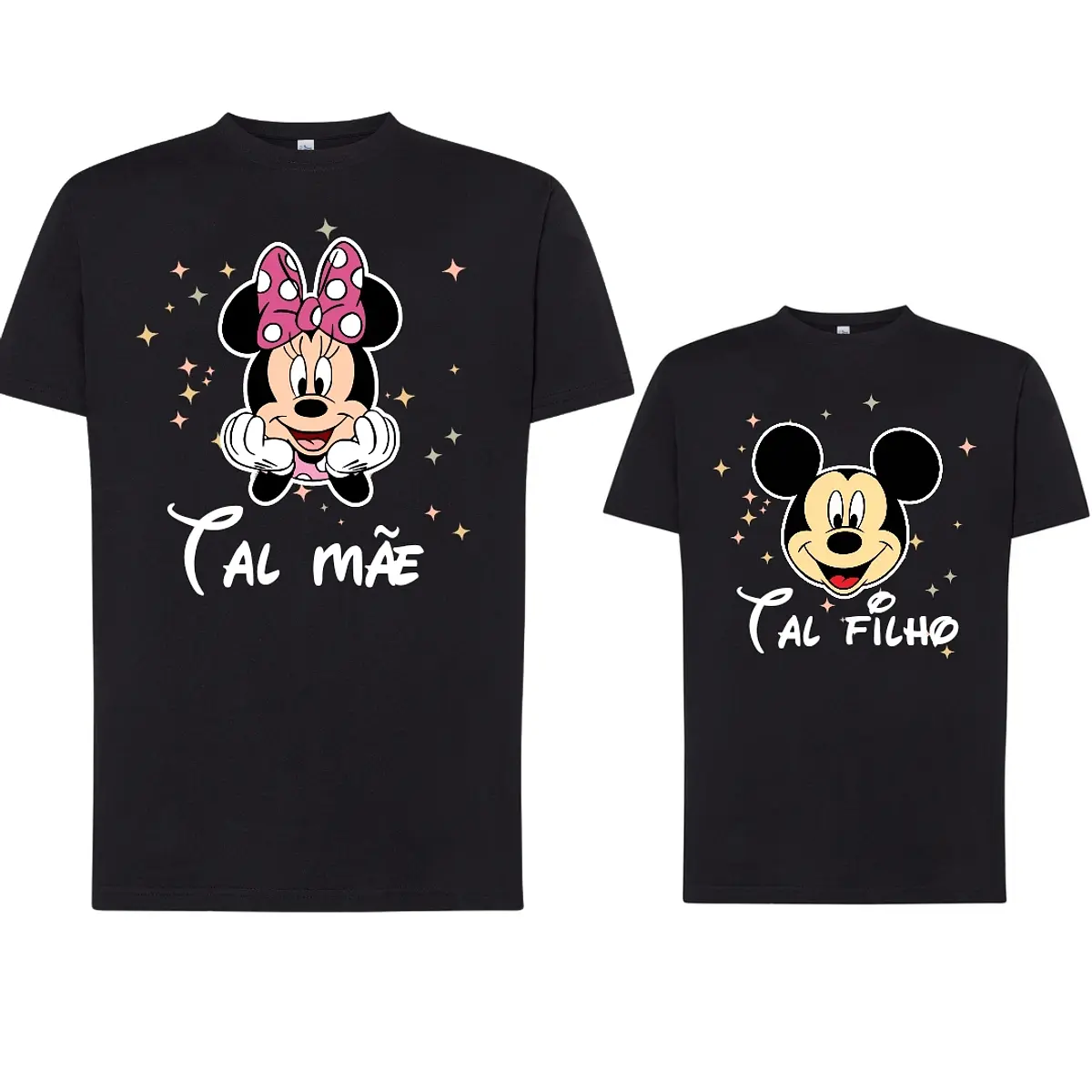 T-SHIRT TAL MÃE TAL FILHO MINNIE E MICKEY
