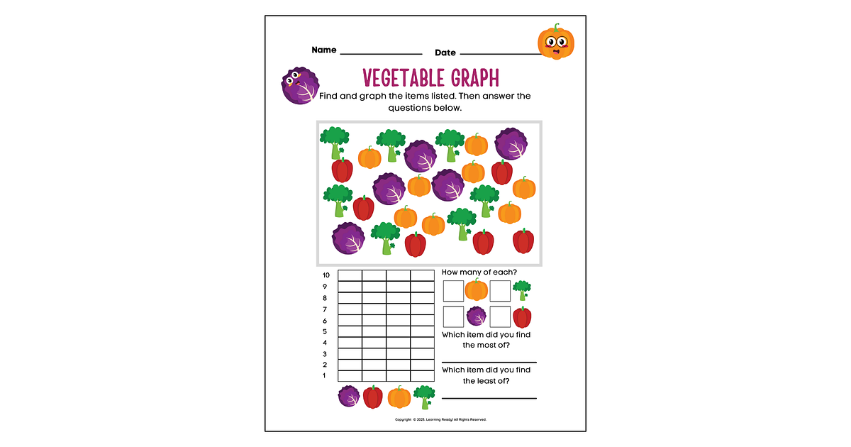 Vegetable Graph Math Worksheet