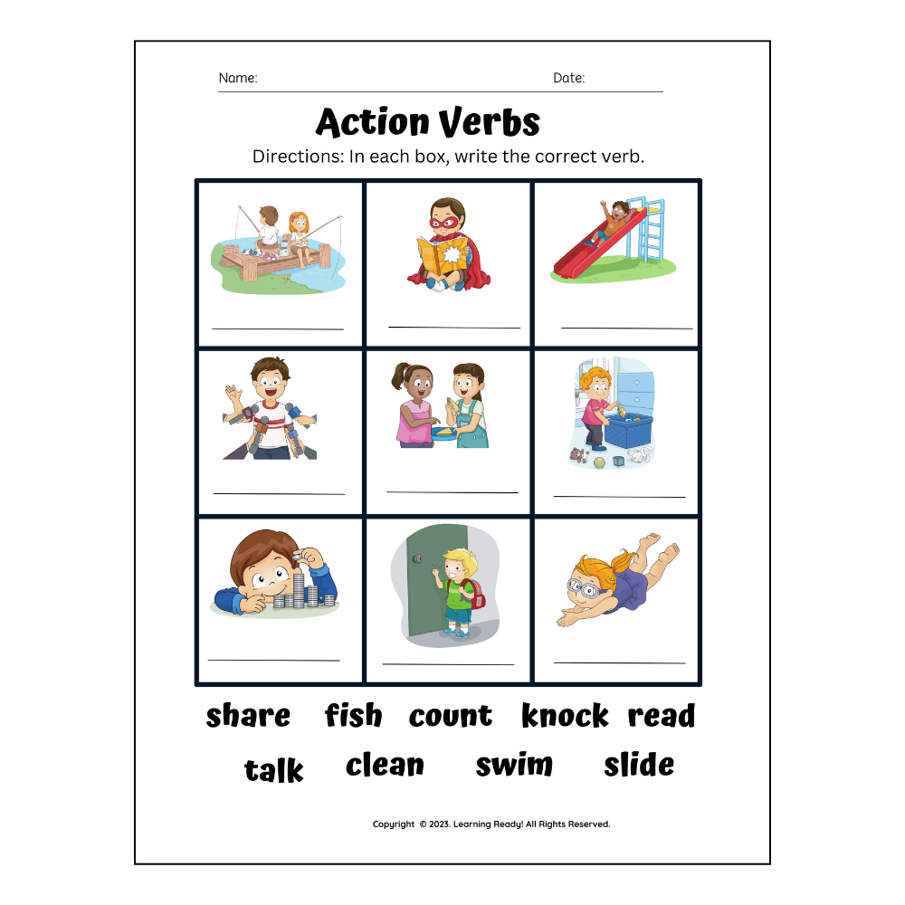 The Circle Action Verb Worksheet Linking Verbs Worksheets | K5