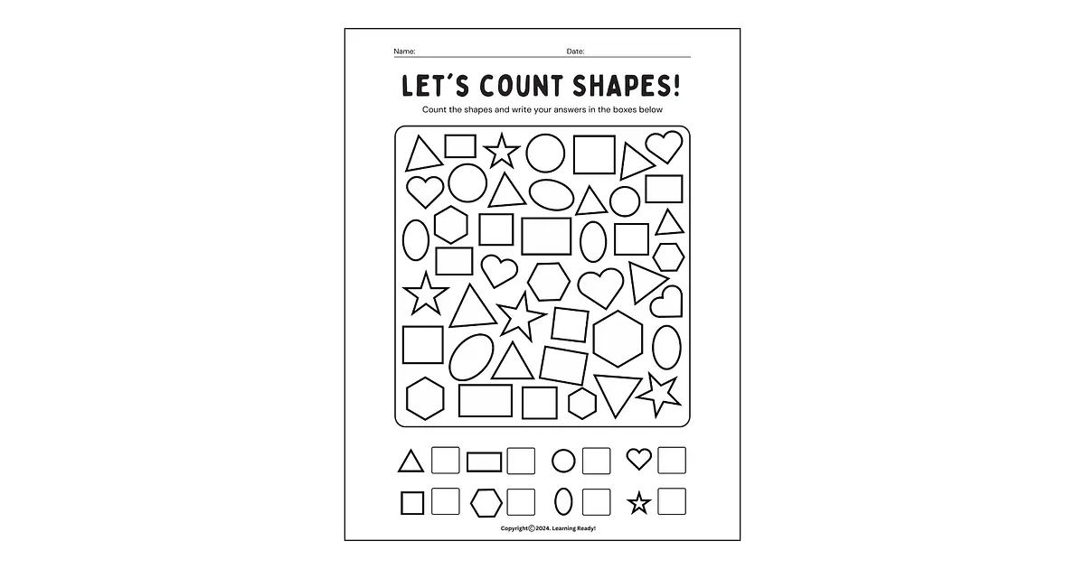 Let's Count Shapes Math Worksheet