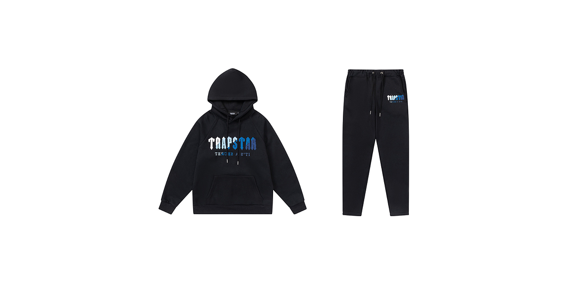 Conjunto Trapstar Negro Logo Blanco/Celeste/Azules