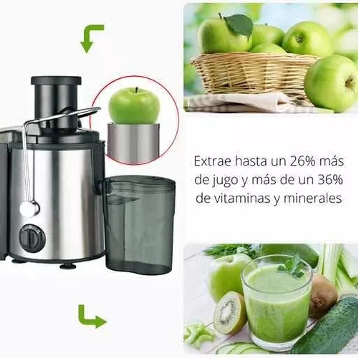 Extractor De Jugos Saca Verduras Frutas Eléctrico Haeger 800 | León Import