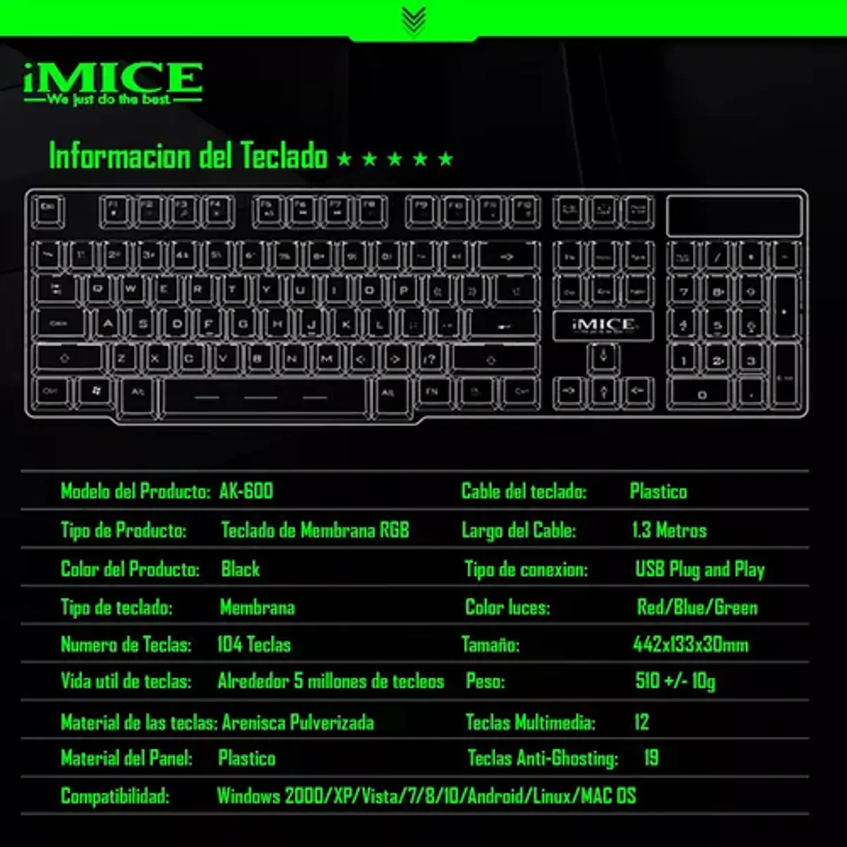 Kit Gamer Premium Imice Teclado + Mouse | León Import