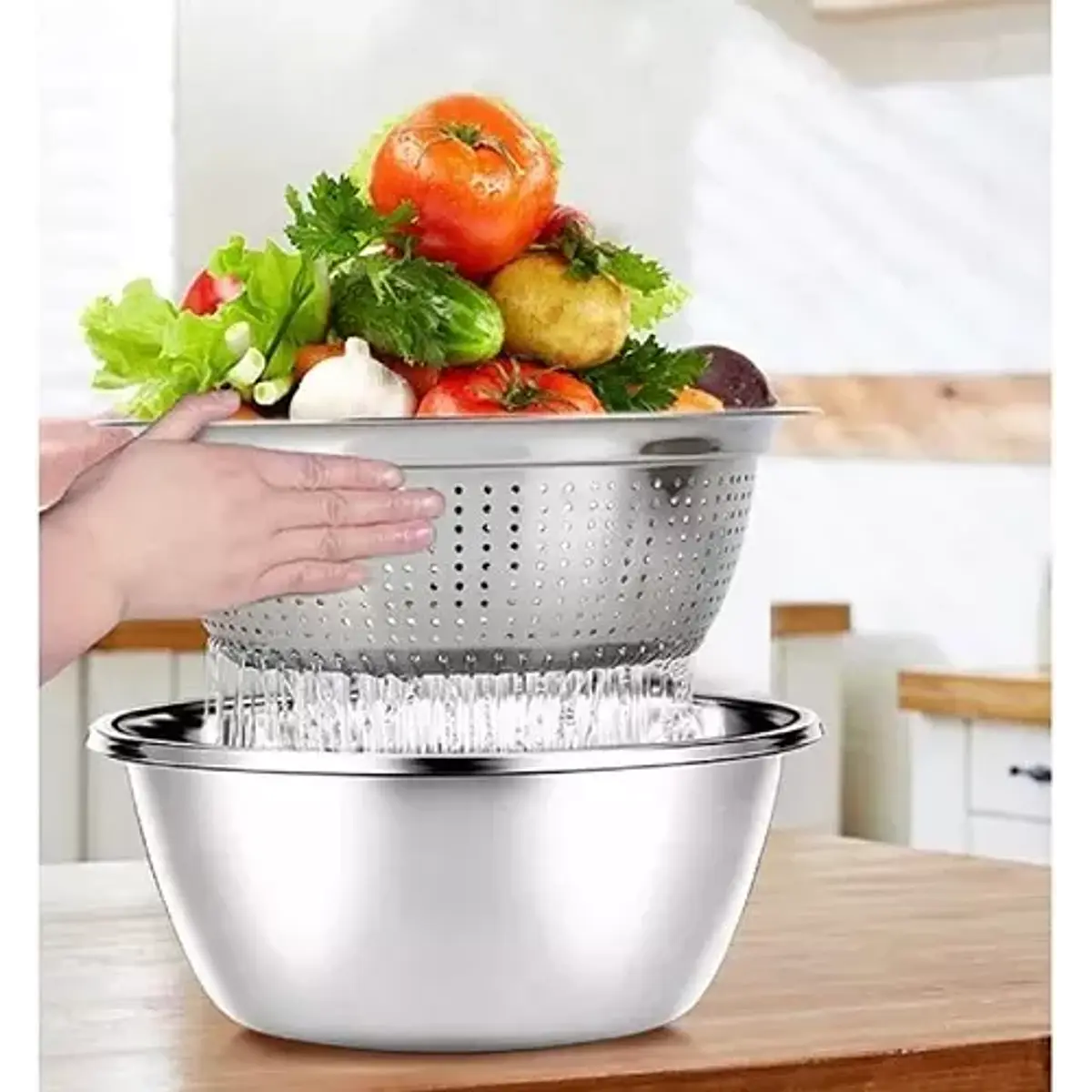 Colador Escurridor Acero Inoxidable 28 Cm Pastas Verduras | León Import