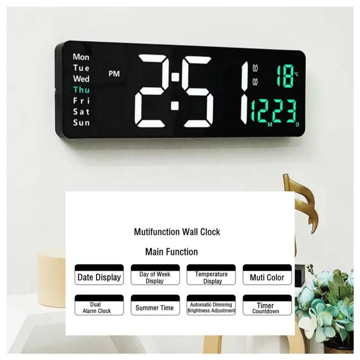 Reloj De Pared Digital Led Grande De 38.7 cm Con Control Rem | León Import