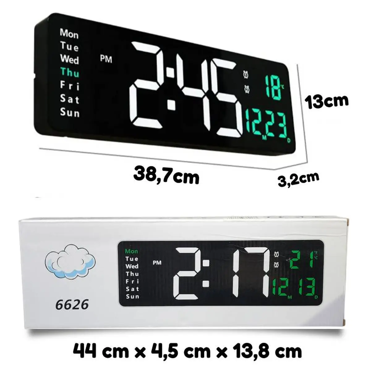 Reloj De Pared Digital Led Grande De 38.7 cm Con Control Rem | León Import