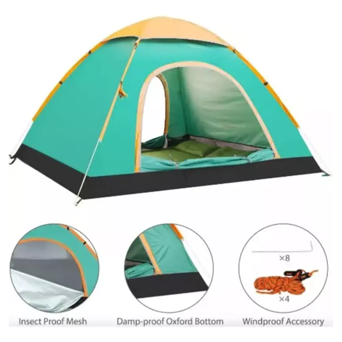 Carpa Camping Impermeable Para Cuatro Personas | León Import