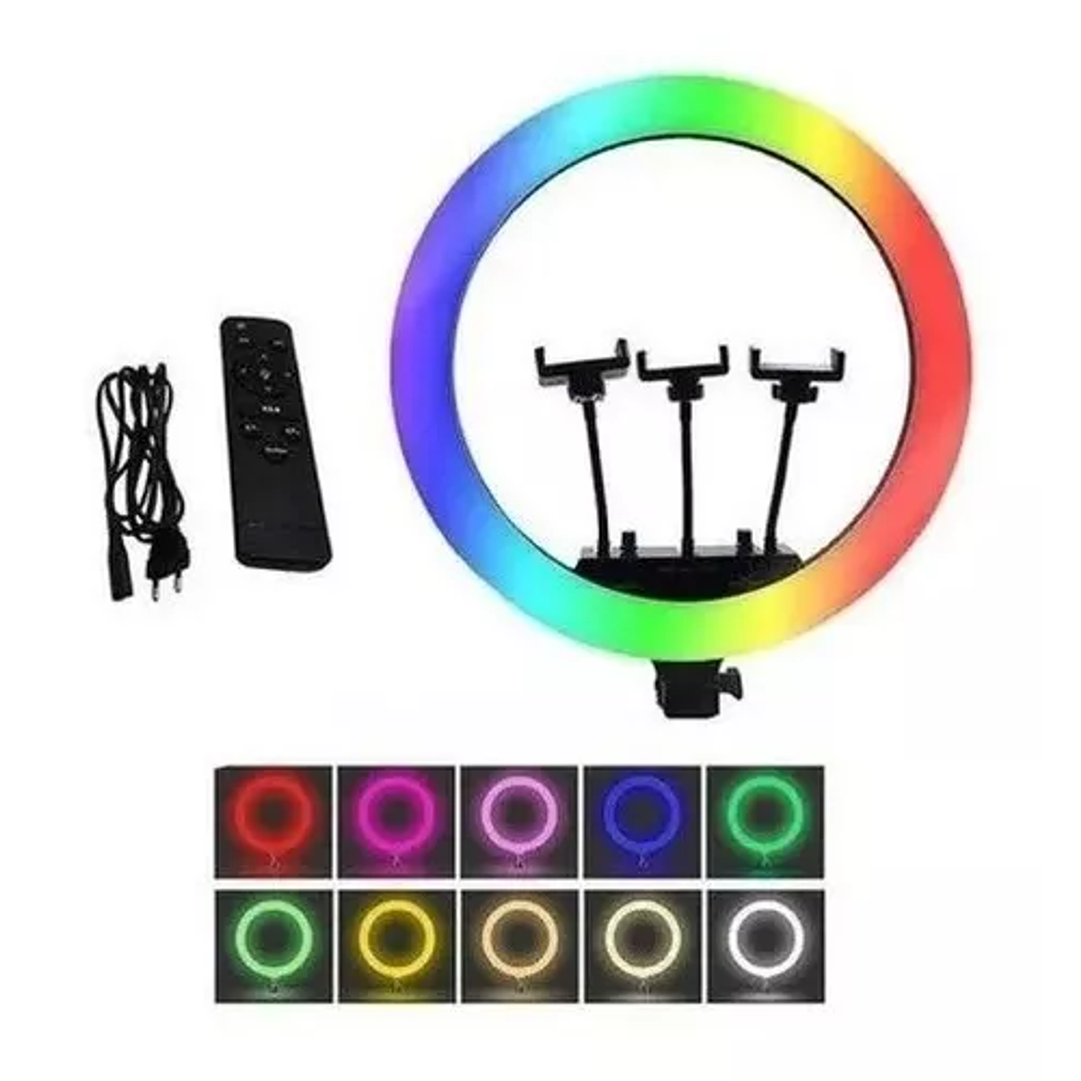 Aro Luz Led Multicolor 45cm + Control + Trípode Rgb + Blanca | León Import