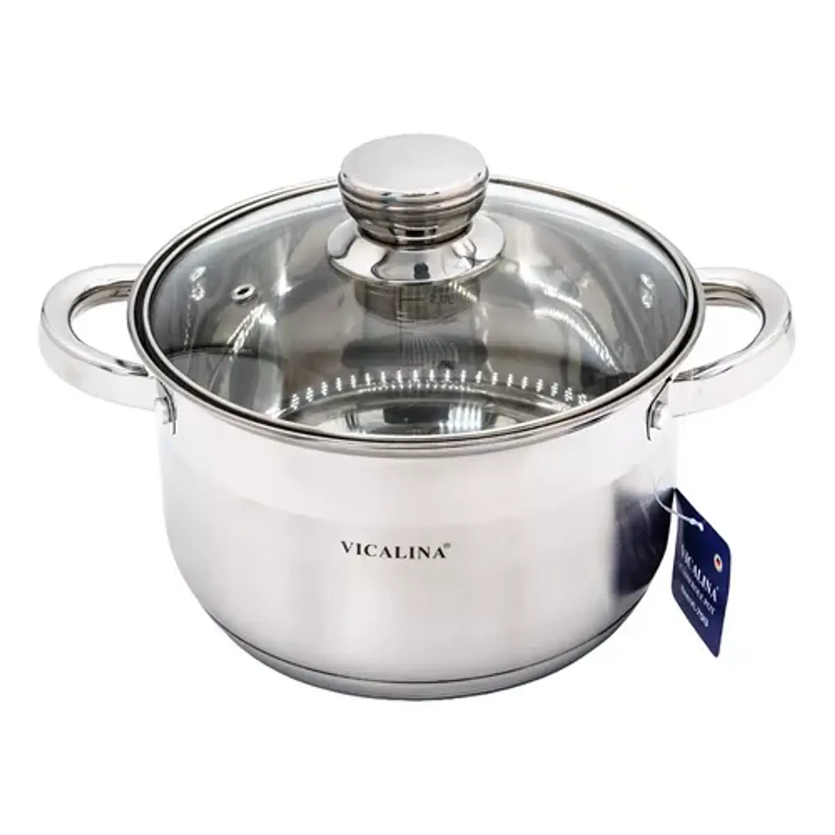 Olla Con Tapa De Vidrio Acero Inoxidable 5lts Color Platead | León Import