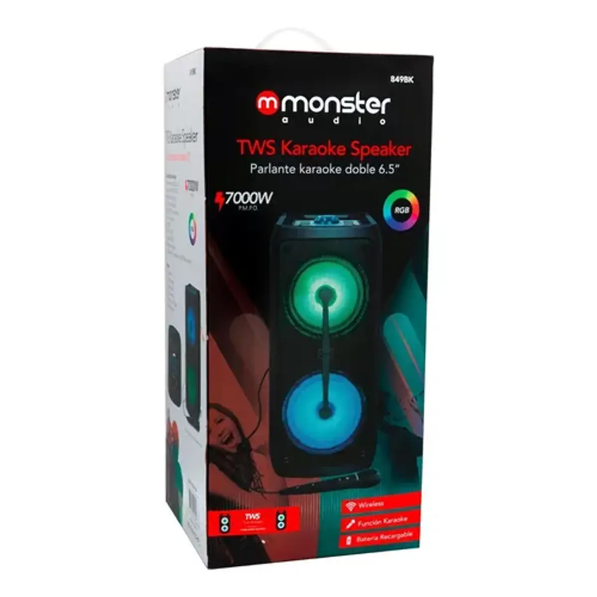 Parlante Karaoke Monster Audio 849bk 7000W RGB Doble 6 | León Import