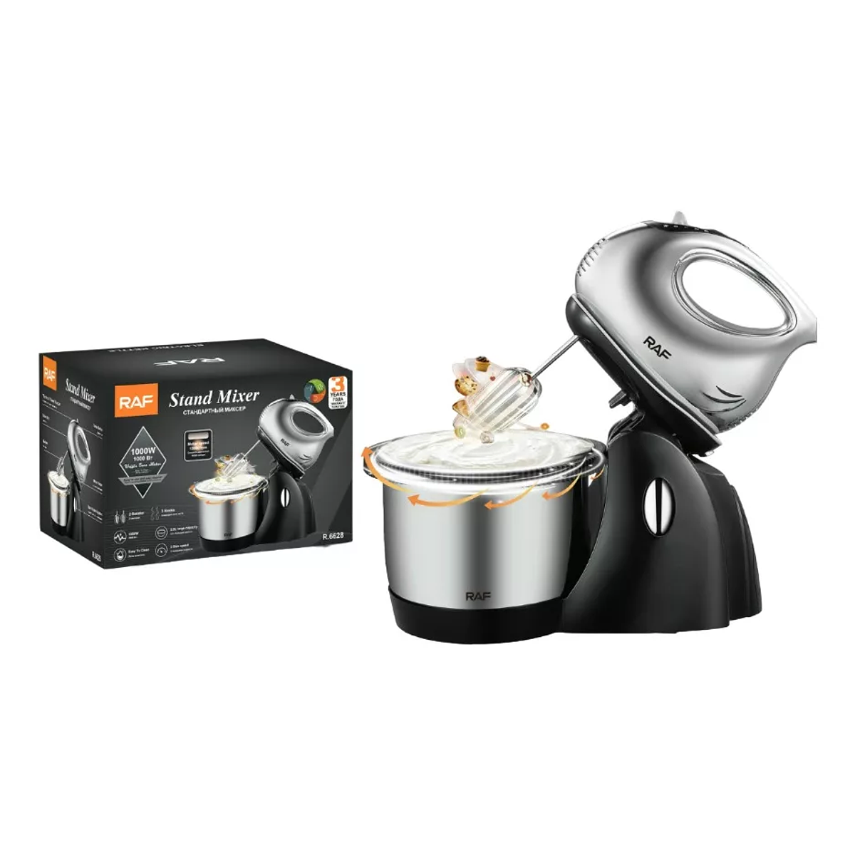 Batidora De Pedestal Mezcladora 2.5 Lts Raf R.6628 Acero Col | León Import