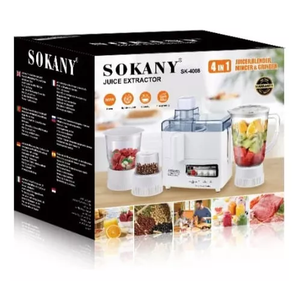 Procesador Extractor De Alimentos Licuadora Sokany 4 En 1 | León Import