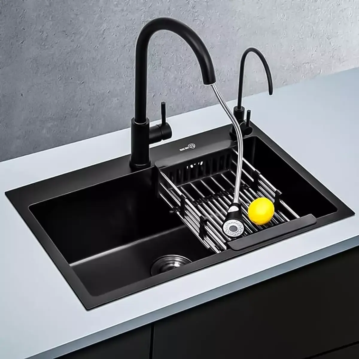 Lavaplatos Simple Empotrado Lavaplato Negro Acero Inoxidable | León Import