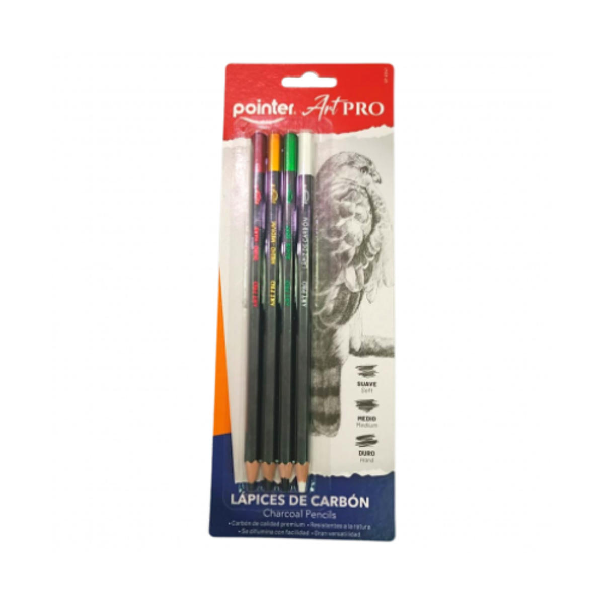 Set 4 Lápices de Dibujo de Carbón - Pointer Art Pro