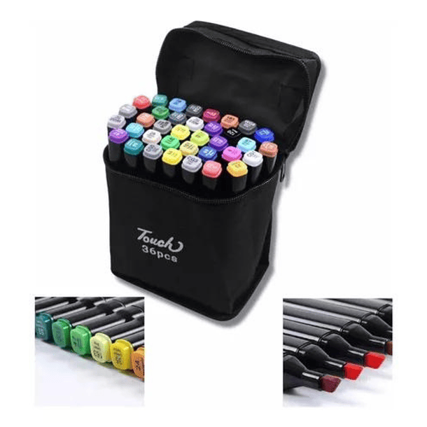 Set 36 Marcadores Plumones Lapices De Colores Doble Punta
