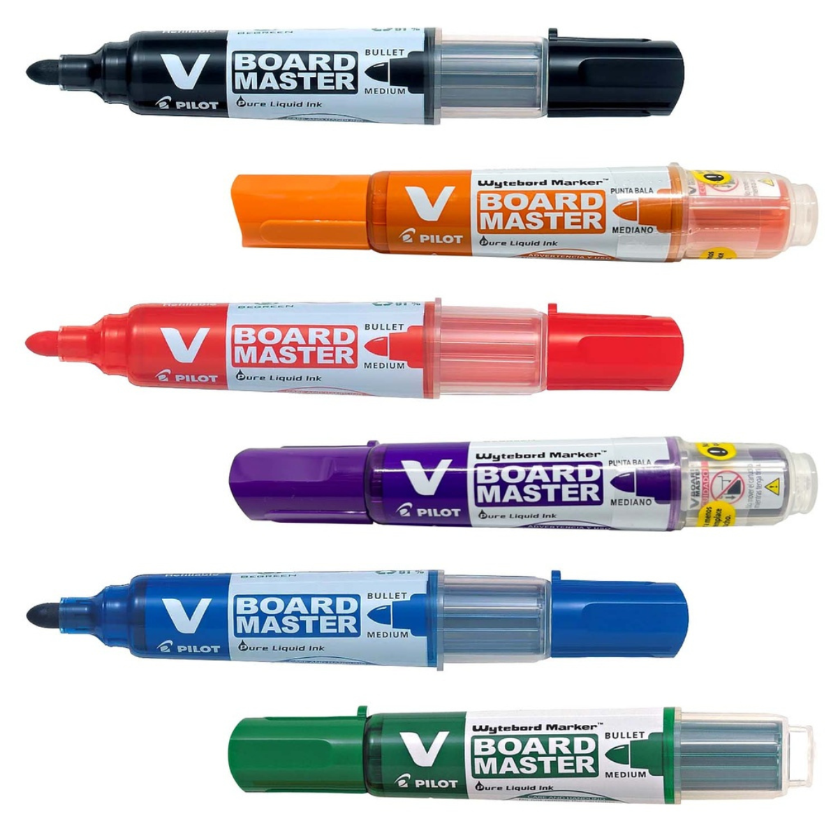 Set 6 Plumón Pizarra Recargable Pilot V Board Master