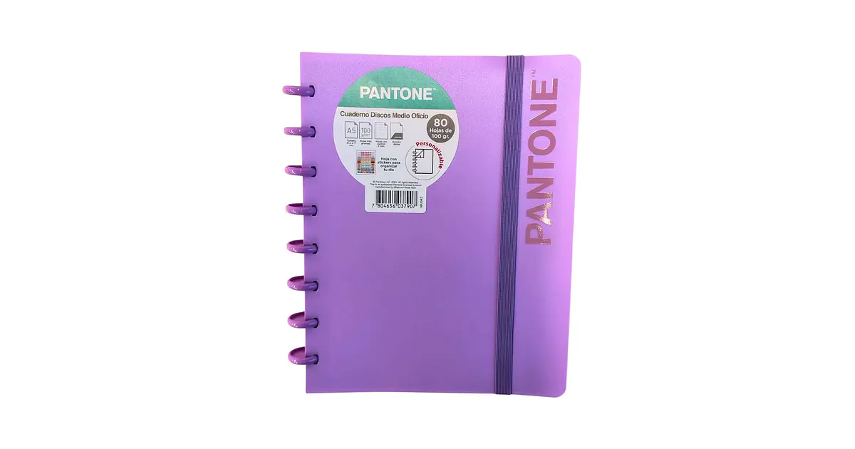 Cuaderno Disco Medio Oficio Pantone Lila 80 hojas