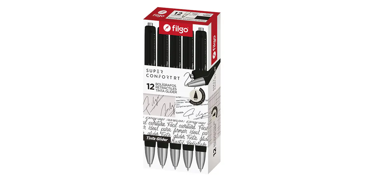 Bolígrafo Filgo Super Confort Retráctil Azul/negro X12u