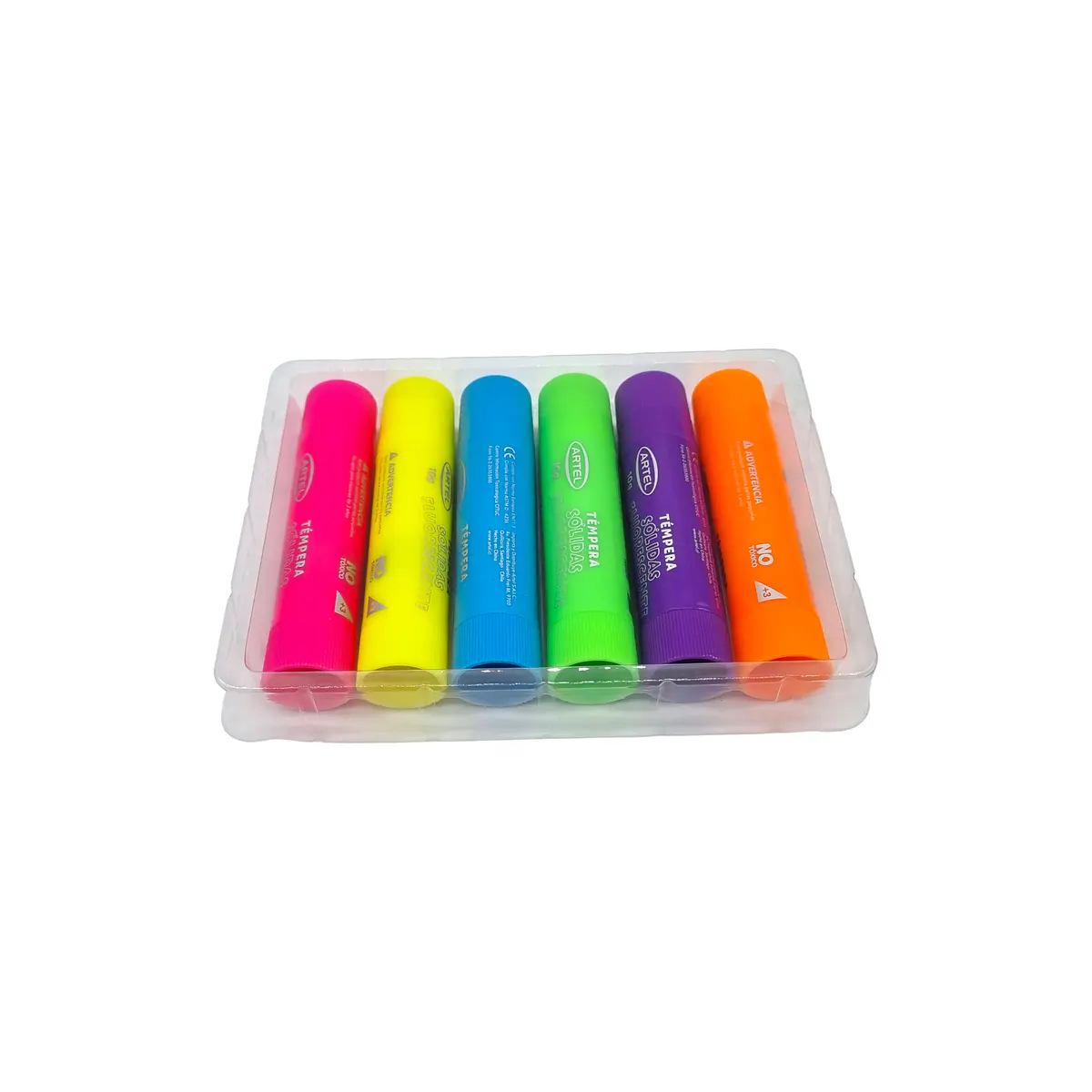 Tempera Solida Fluorescente 6 colores Artel