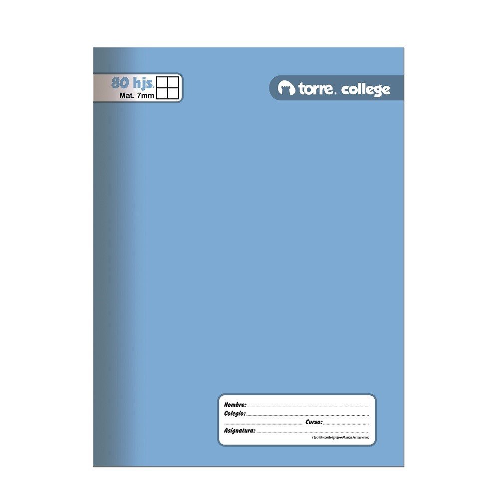 Cuaderno College 80 Hojas 7mm Torre