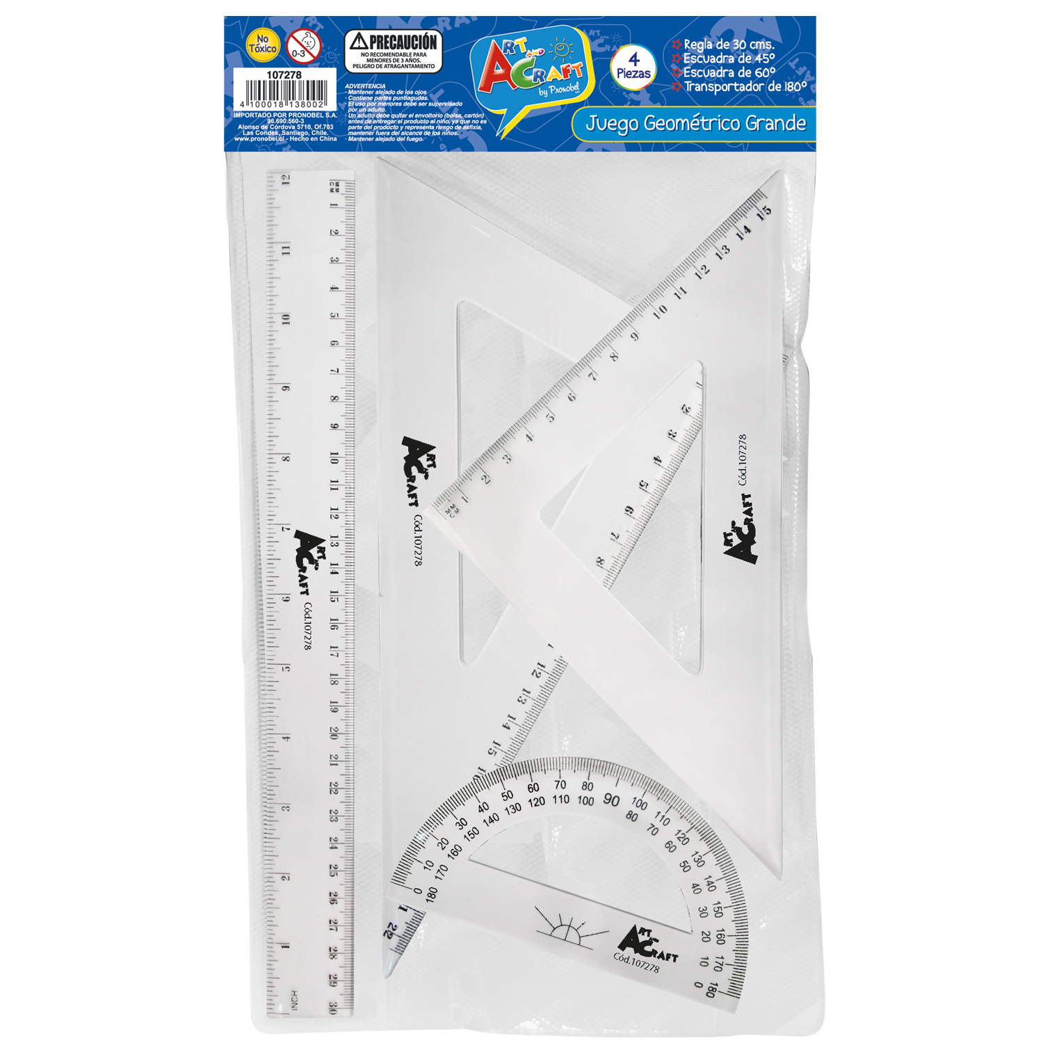 Set de 4 Reglas Escolar Art Craft.