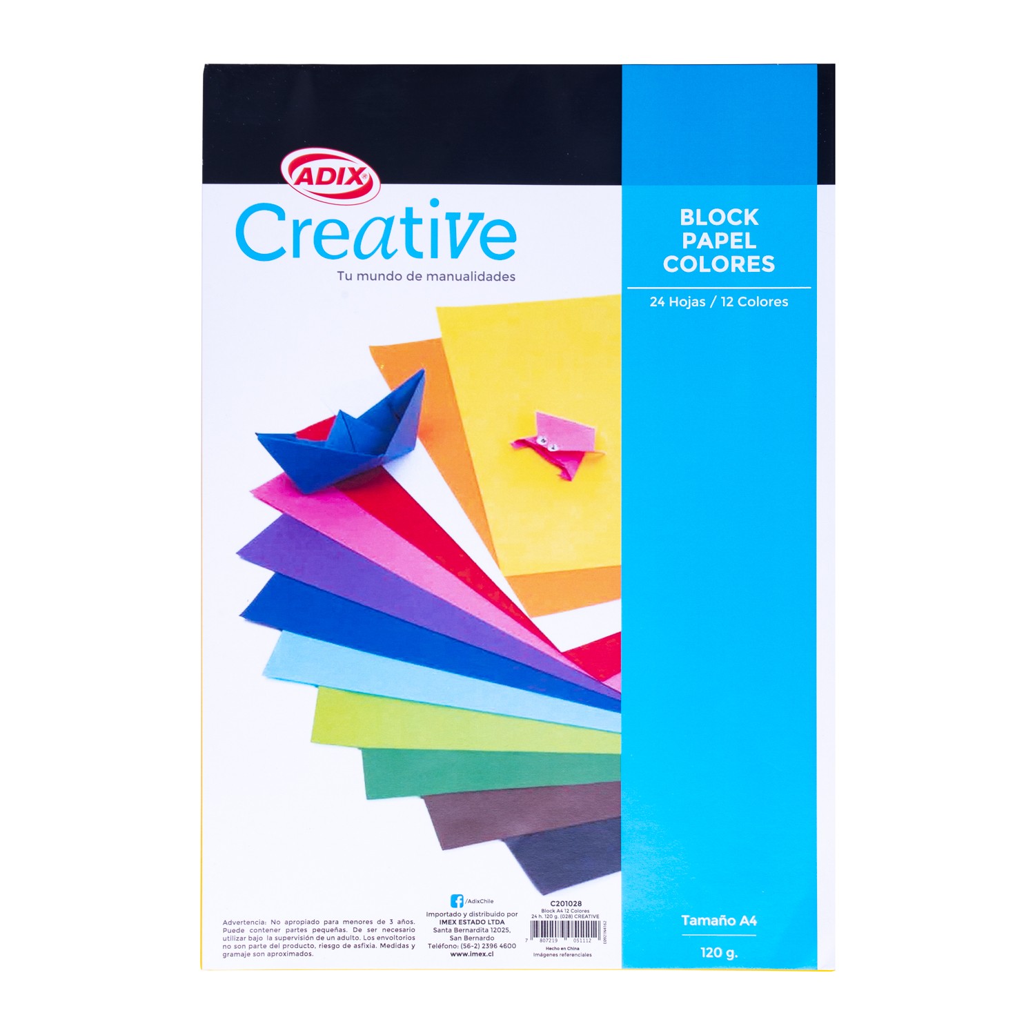 Block Papel de Colores A4 24 Hojas Creative Adix