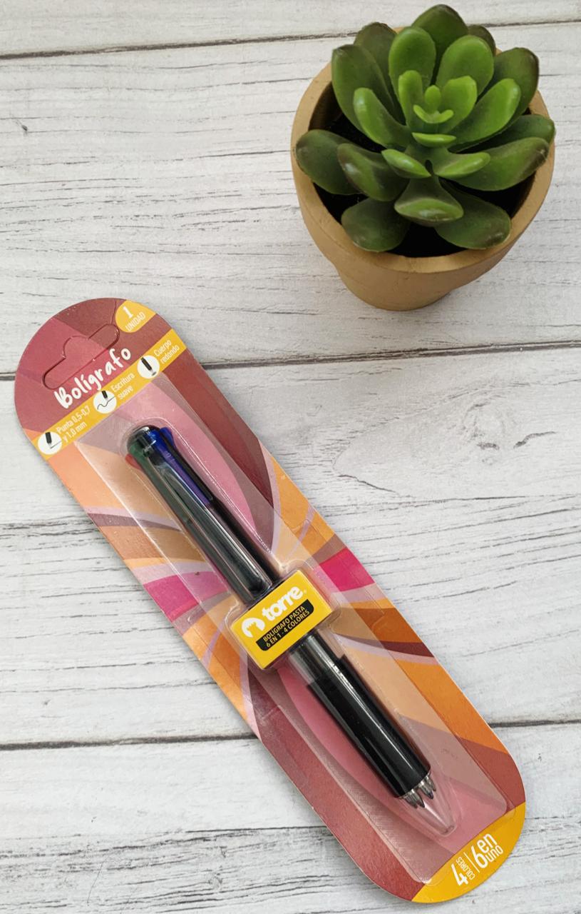 Lápiz Pasta Multicolor 4 Colores 6 En 1 Torre