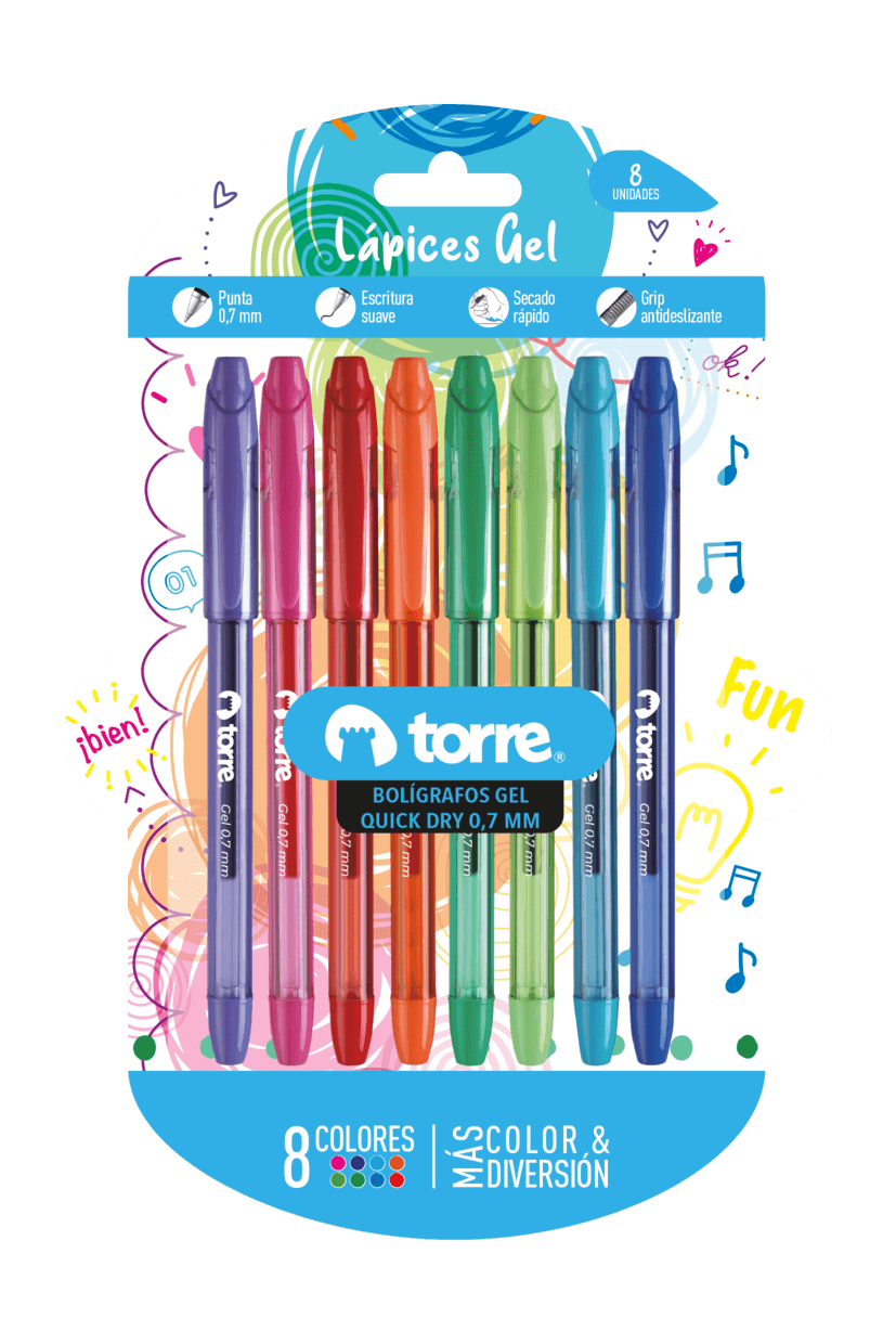 Set 8 Lápices De Tinta Gel Color Fun Torre