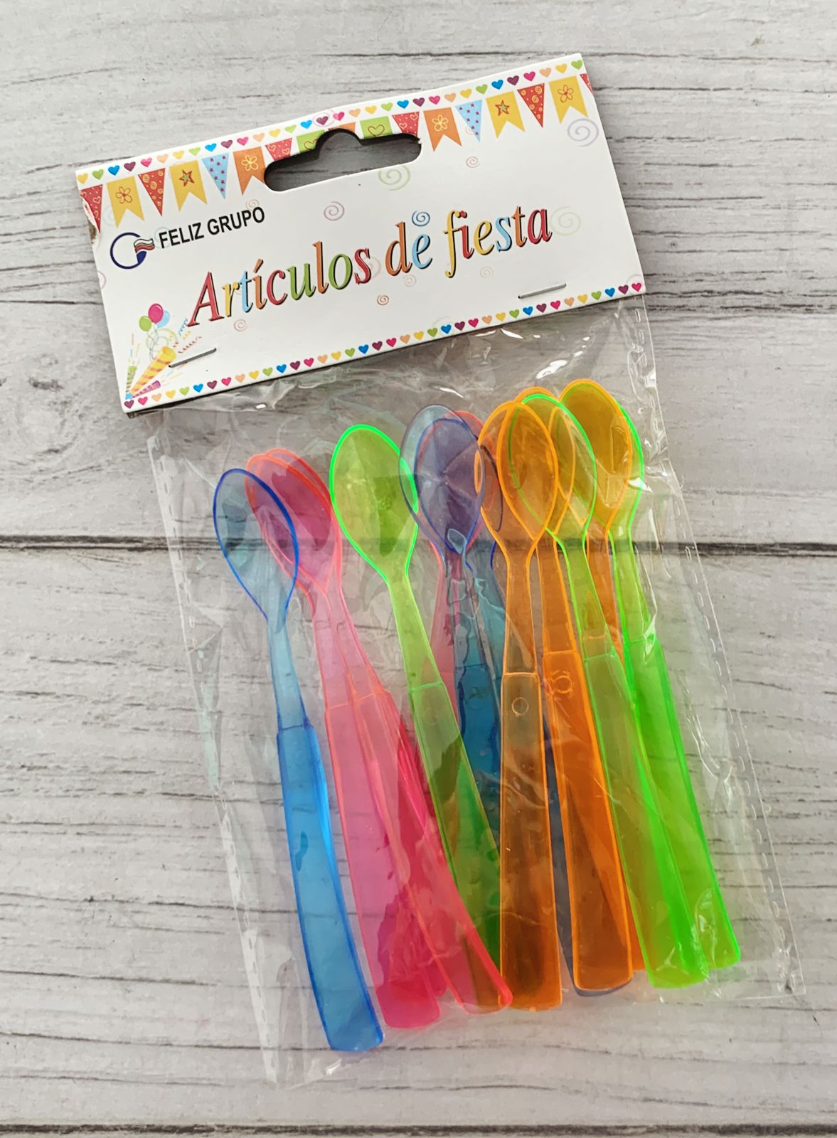 Set Cuchara Plastica Colores 12 uni Grupo Feliz