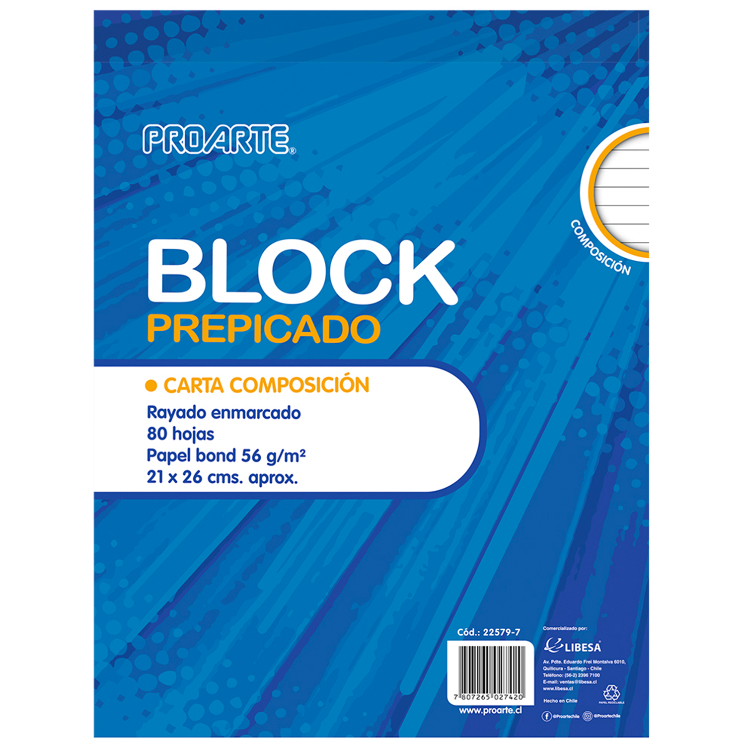 Block Pprepicado 80 Hojas Compósición Carta Proarte
