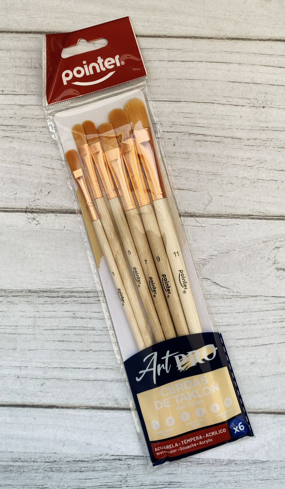 Set 6 Pinceles Artisticos Cerdas De Taklon Pointer
