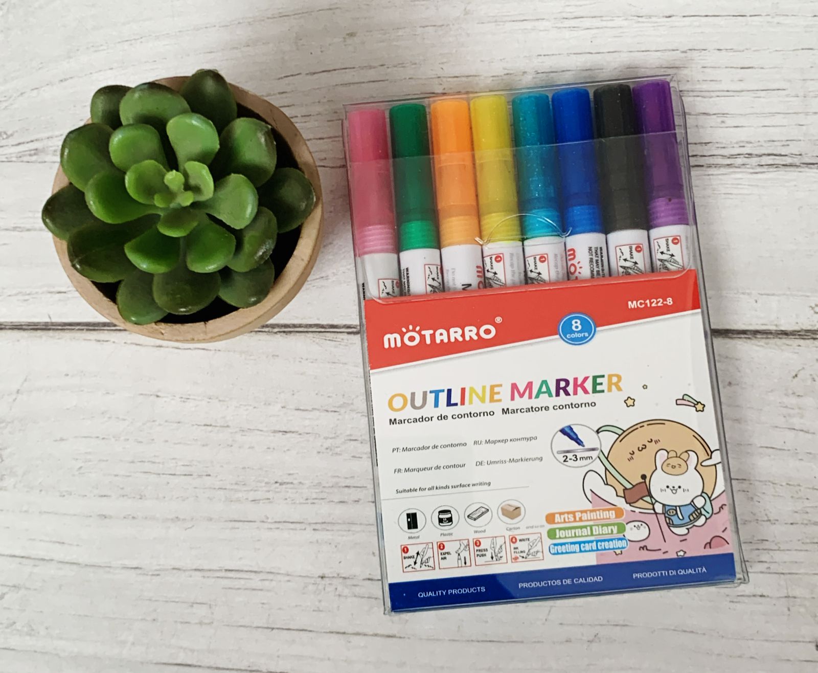 Marcadores 8 Colores Outline Motarro