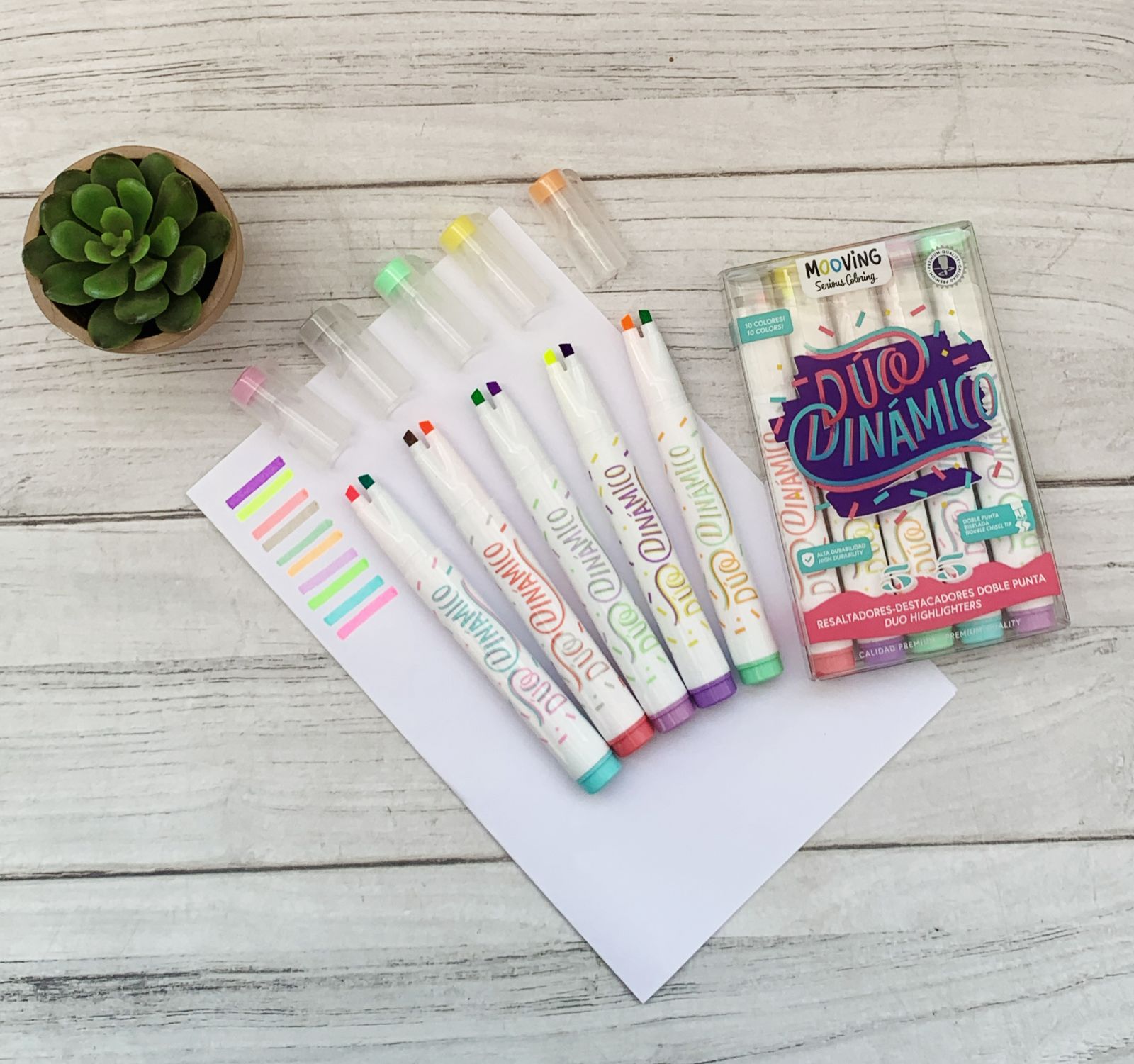 Set Destacador Doble Punta 5 Colores Mooving