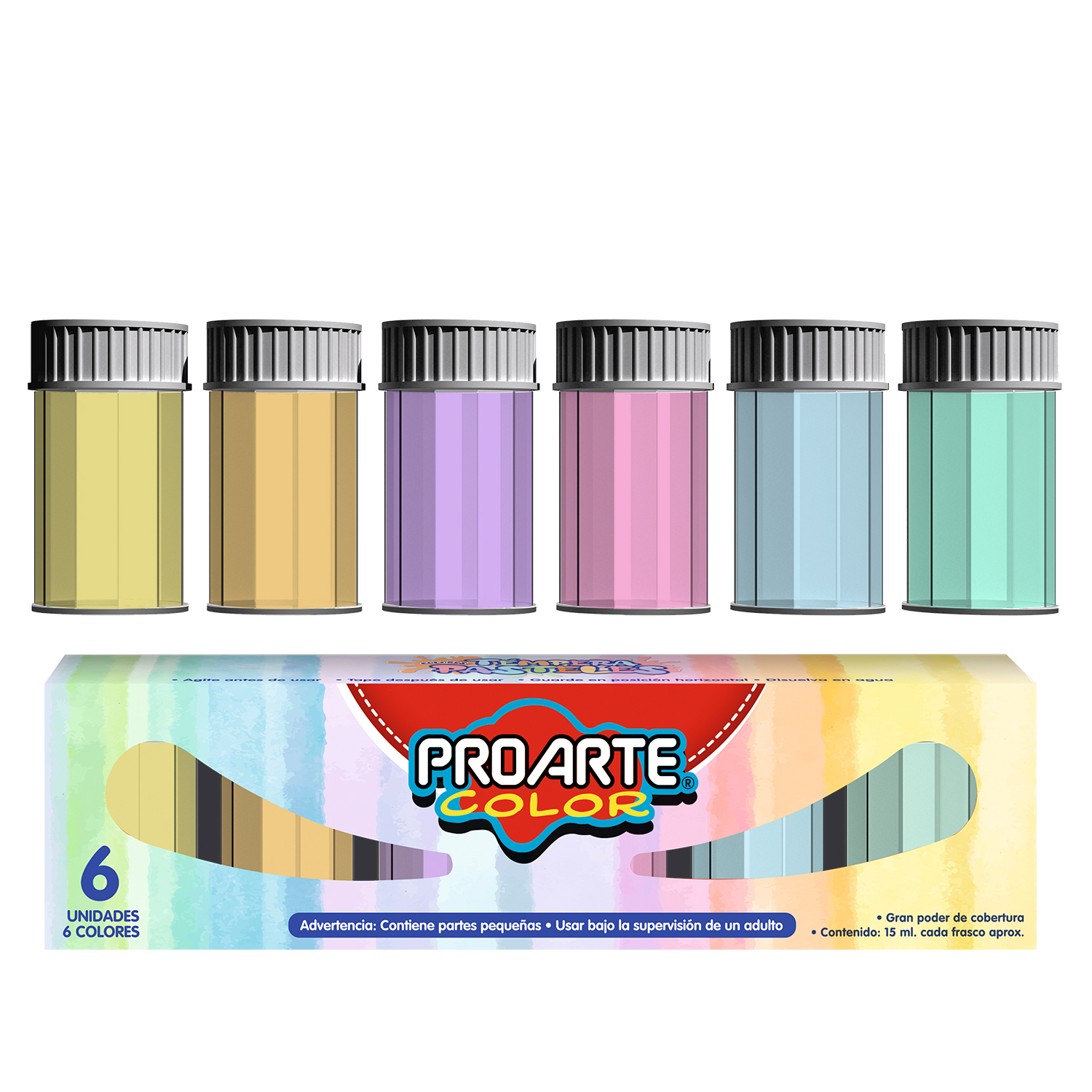 Tempera 6 Colores Pastel Proarte