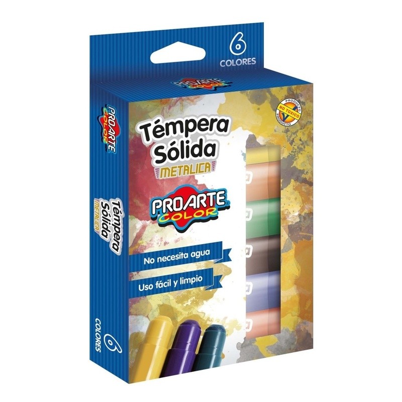 Tempera Sólida 6 Colores Metálico Proarte