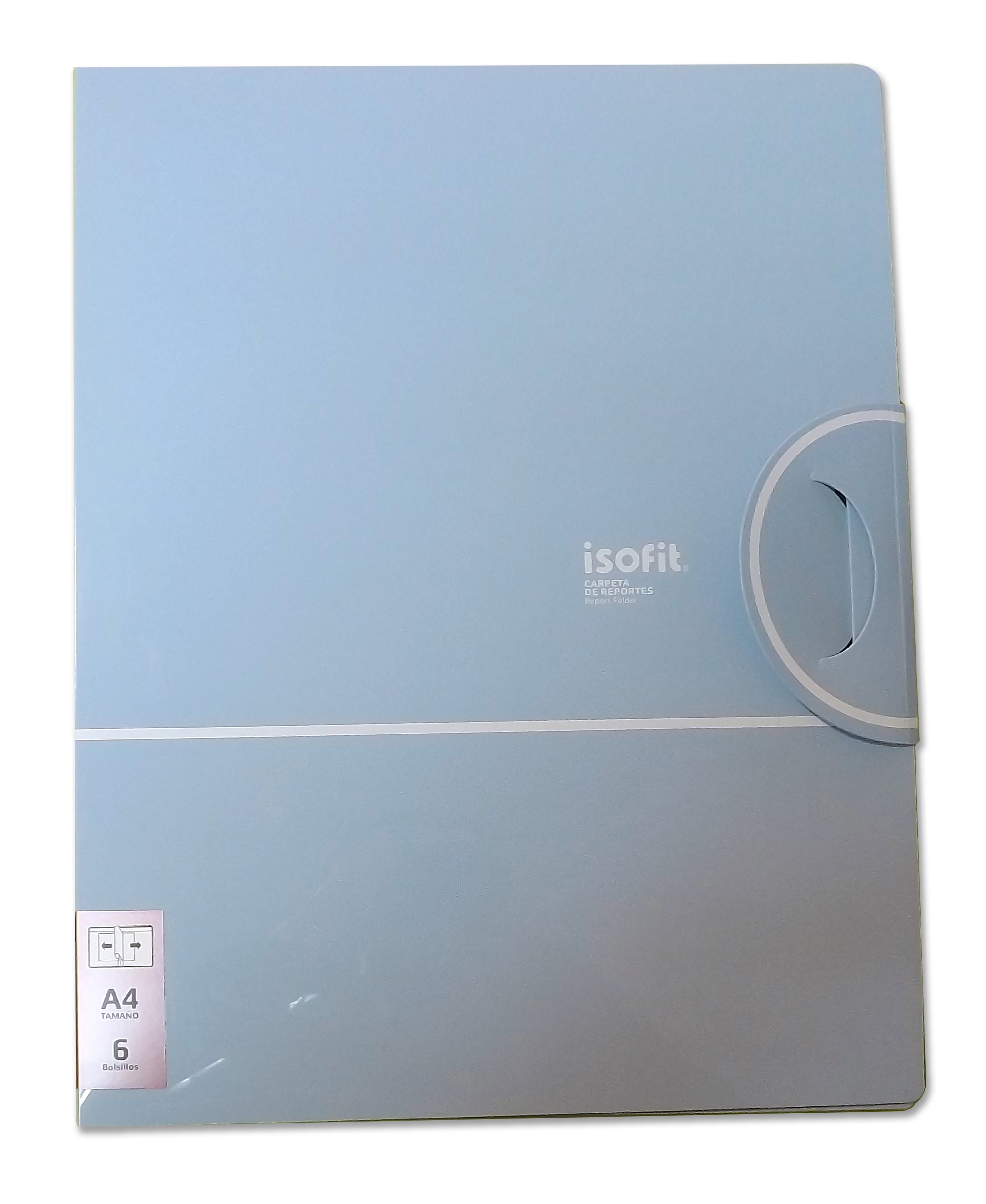 Carpeta A4 con 6 bolsillos celeste Isofit