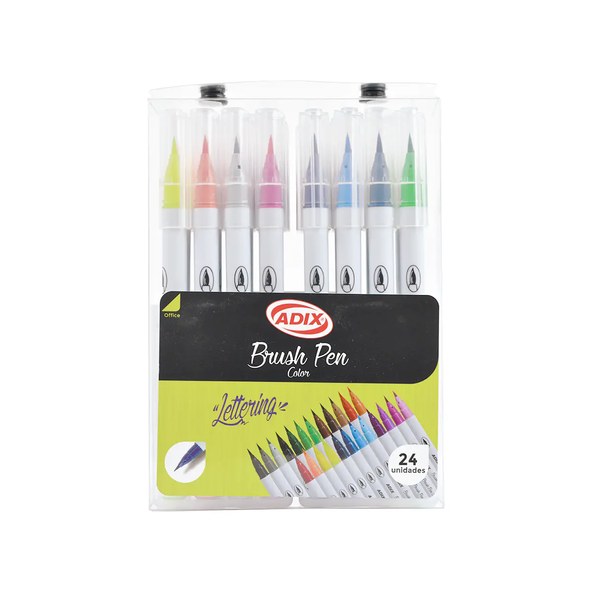 Brush Pen Caja Con Broche 24 Colores Adix