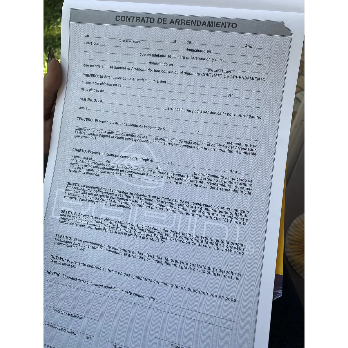 hoja contrato de arrendamiento