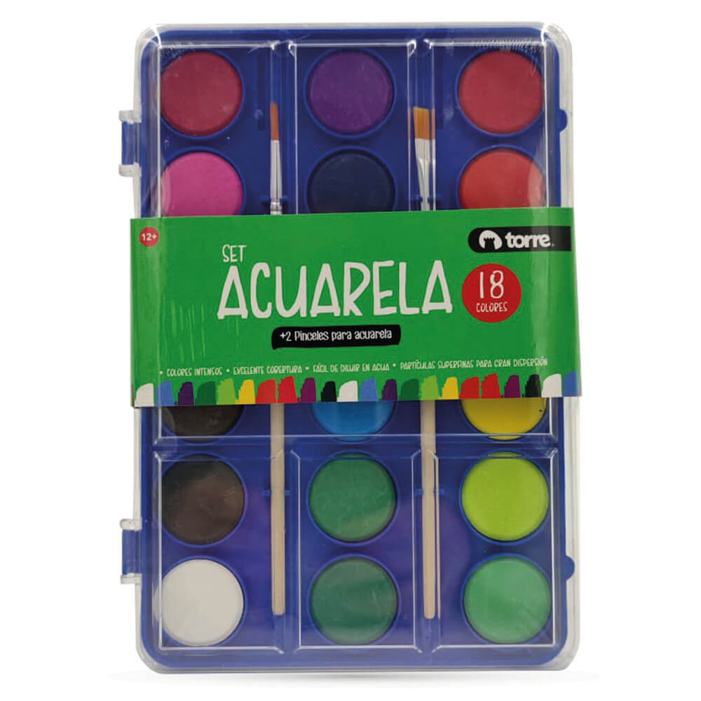 ACUARELA 18 COLORES TORRE