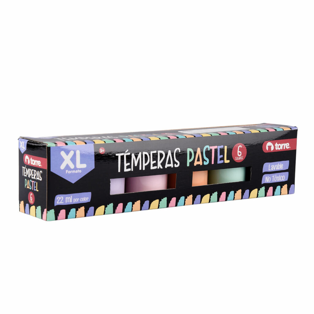 TEMPERA 6 COLORES PASTEL TORRE